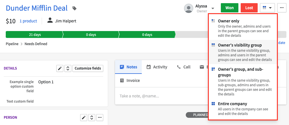 Visibility groups - Knowledge Base | Pipedrive